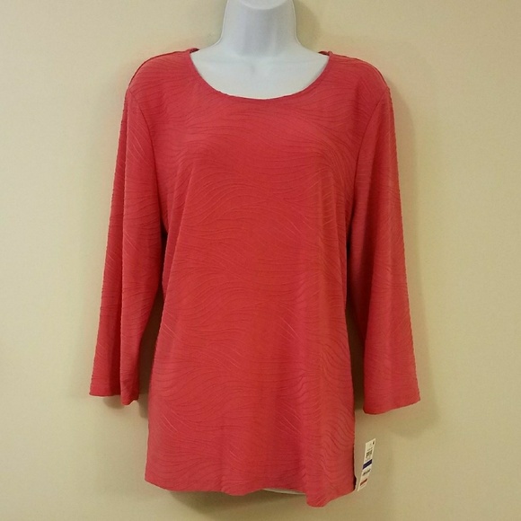 JM Collection | Tops | Jm Collection Pink Textured Jacquard Top | Poshmark